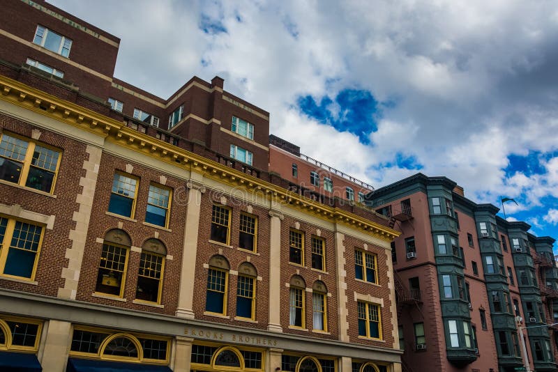Shops and Buildings in Back Bay, Boston, Massachusetts. Stock Photo ...