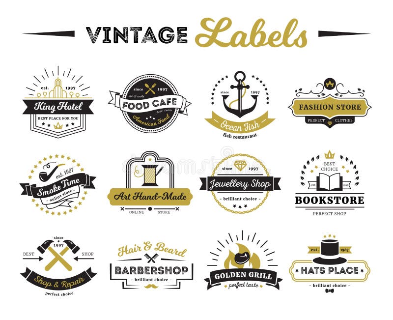 Shops and Cafe Vintage Labels Stock Vector - Illustration of label ...