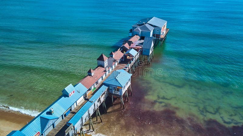 Shops Cover Large Pier on Ocean Coast of Maine Editorial Stock Photo ...