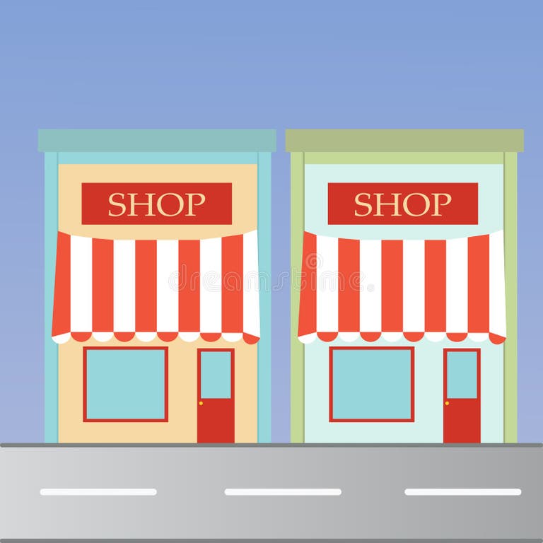 Shops at road stock vector. Illustration of road, located - 58669125
