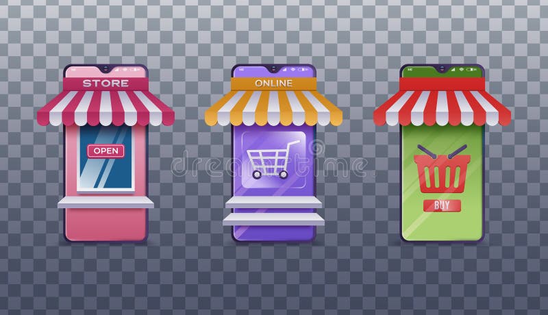 Shops and Stores Icons Set. Vector Illustration Stock Vector ...