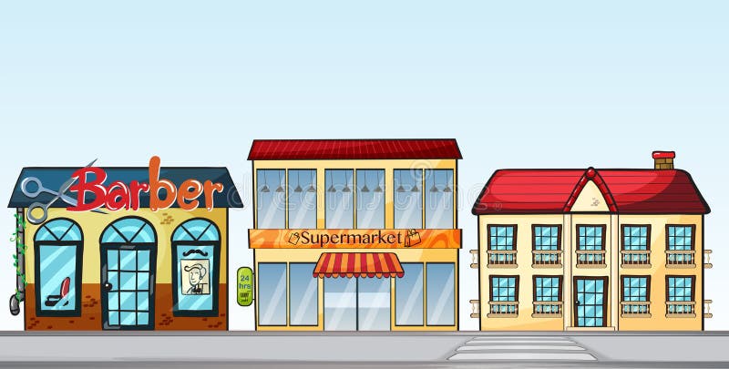 Cartoon street of shops stock vector. Illustration of shopping - 32141986