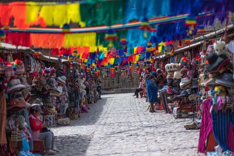Shops in a Traditional Market in Downtown Cusco, Peru with Colorful ...