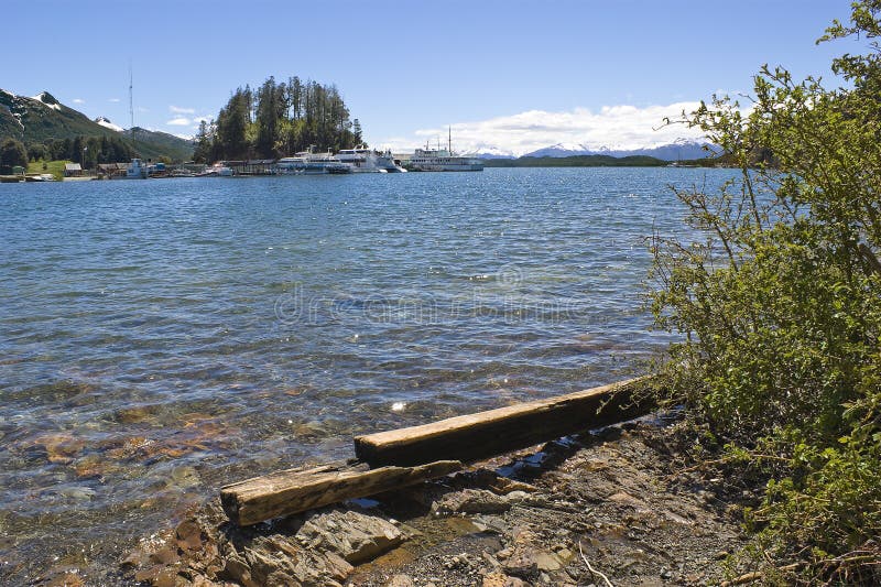 Shore and Dock in a Mountain Lake. Stock Photo - Image of lake ...