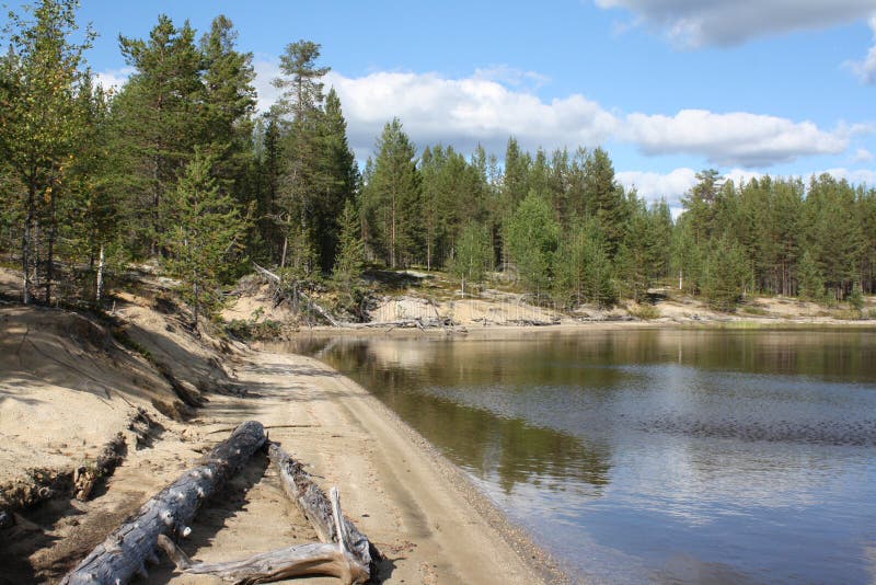A Shore of the Huge Imandra Lake Stock Image - Image of tree, lichen ...