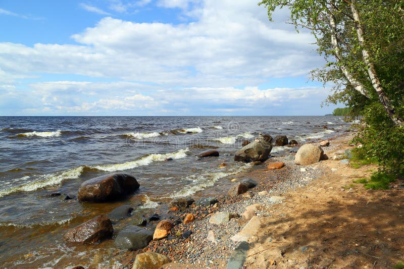 Shore of Onega Lake in Karelia Stock Photo - Image of light, cape: 89038072
