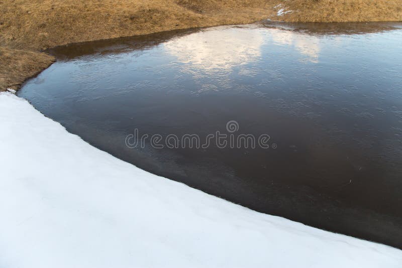 Shore of the Lake with Snow and Ice Stock Photo - Image of lake ...