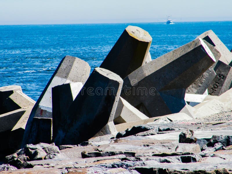 Shore Line Blue Ocean Water Boat Inlet Wall Stock Image - Image of line ...