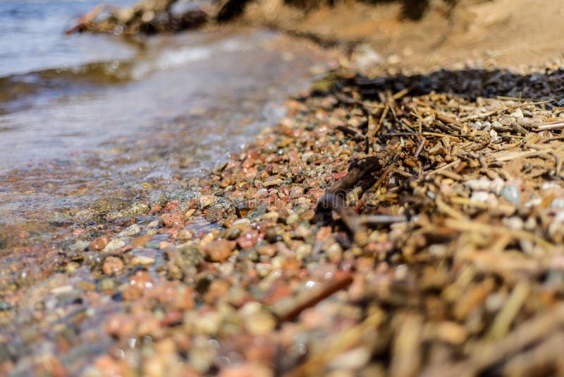 The Shore Line: Brightly Colored Rocks Washed by Waves of Fresh-water ...