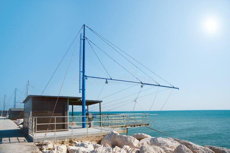 Shore Operated Stationary Lift Net on Coast Stock Photo - Image of ...