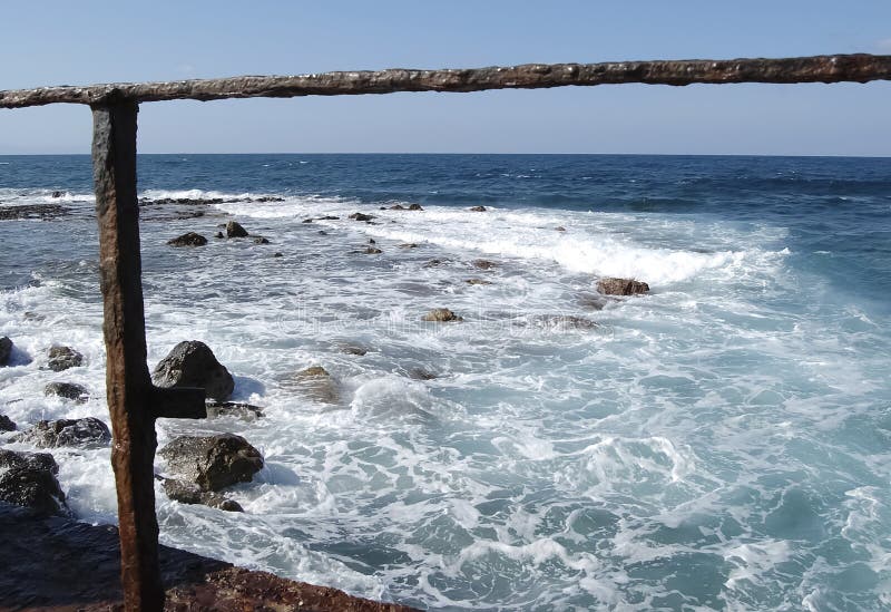 At shore railing stock image. Image of outdoor, water - 48857963