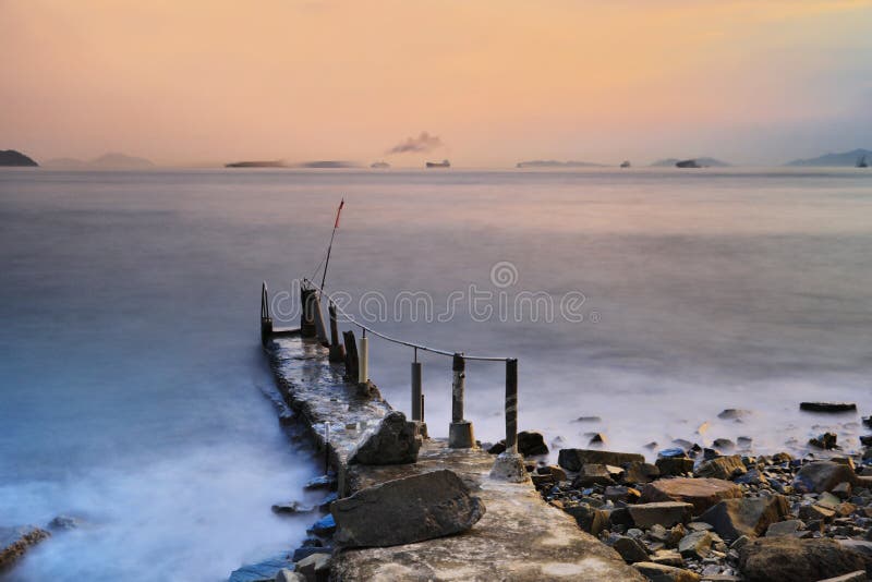 Shore into the Sea with a Large Platform. Stock Photo - Image of south ...