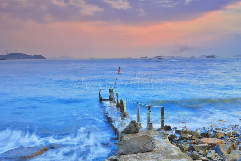 Shore into the Sea with a Large Platform. Stock Photo - Image of mount ...