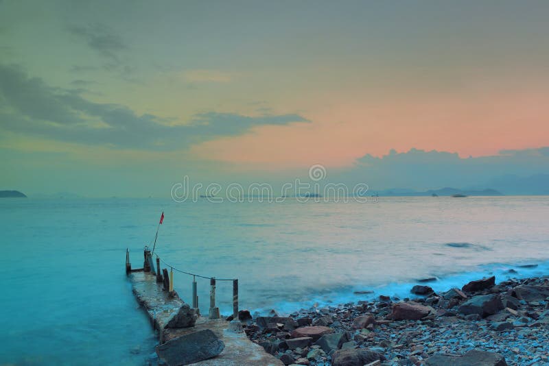 Shore into the Sea with a Large Platform. Stock Photo - Image of ...