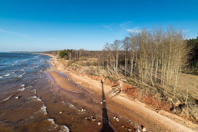 Shoreline of Baltic Sea Beach with Rocks and Sand Dunes Stock Image ...
