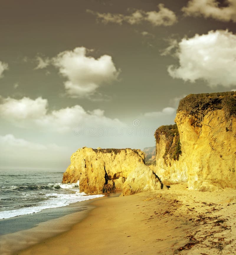 Shoreline Cliffs in Golden Light Stock Image - Image of seashore ...