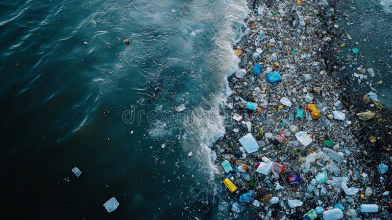 A Shoreline Covered in Plastic Pollution Stock Photo - Image of ocean ...