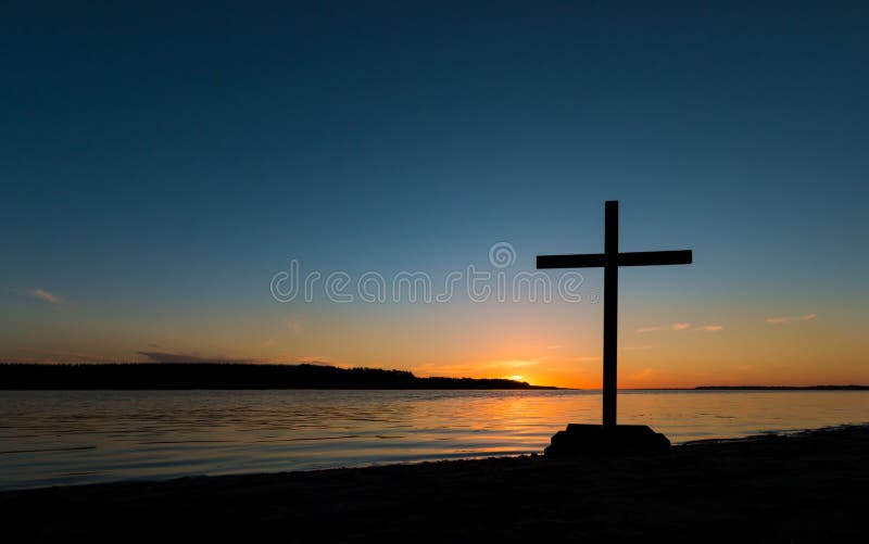 Cross at sunset red sky stock photo. Image of catholic - 6718114