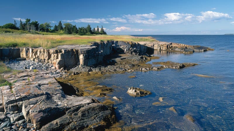 A Shoreline with Jagged Cliffs and Smooth Rounded Rocks Evidence of the ...