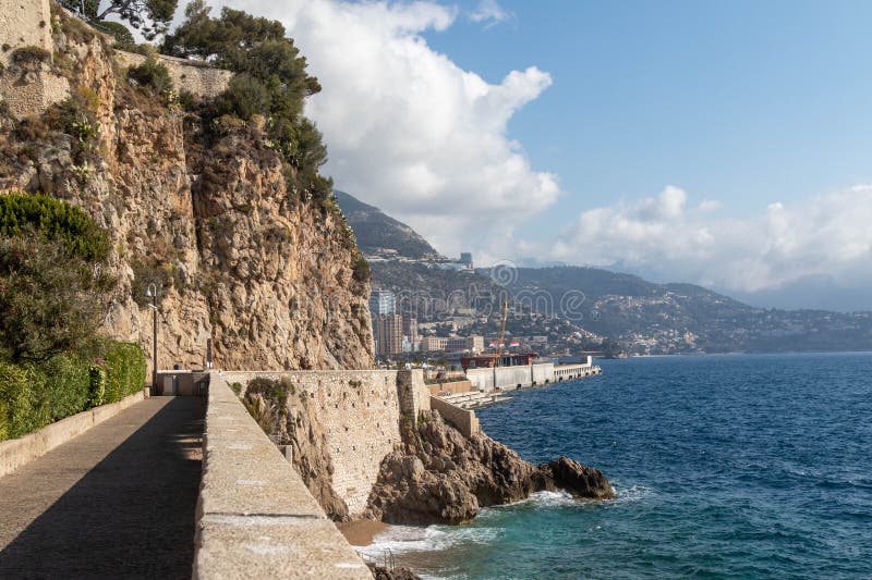 The Shoreline of the Rock of Monaco Editorial Photography - Image of ...