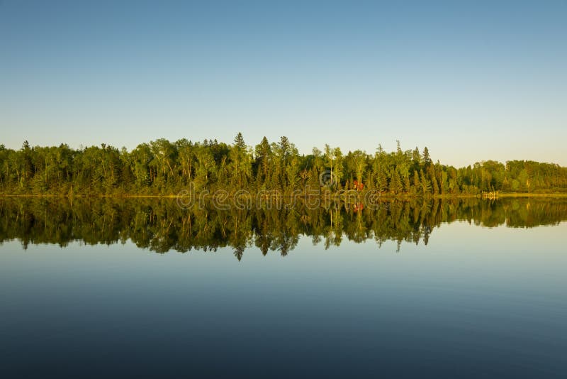 Spider Lake Reflections through the Fog Stock Photo - Image of allowed ...