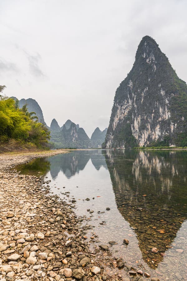 The Shores of the Li River in Xing Ping, Guilin, China Stock Photo ...