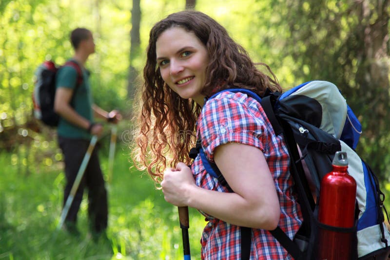Short Break during a Nordic Walking Tour Stock Image - Image of ...