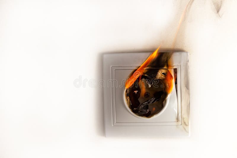 Poor-quality Wires Caused a Fire in the Socket Stock Image - Image of ...