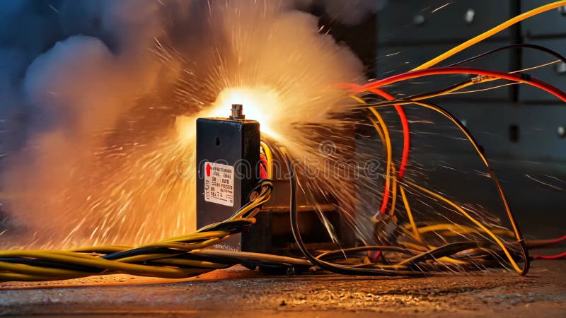 Electrical Short Circuit Causes Sparks and Smoke in Workshop ...