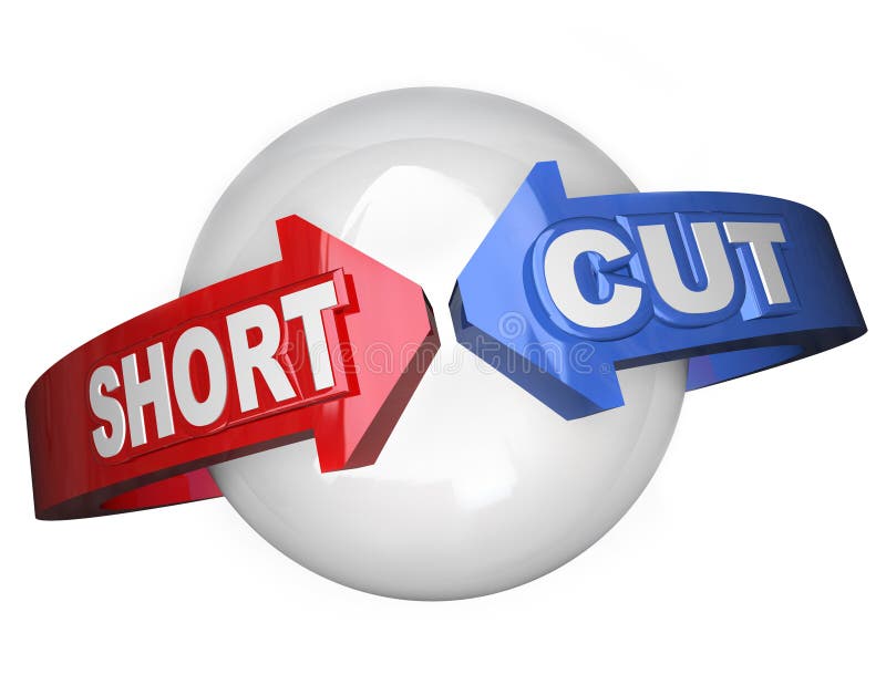 Short Cut Words Around Sphere Shortcut Easy Route Stock Illustration ...