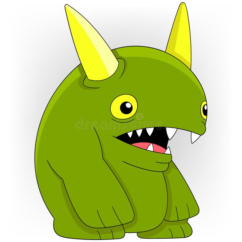 Short Fat Monster with Horns Stock Vector - Illustration of halloween ...