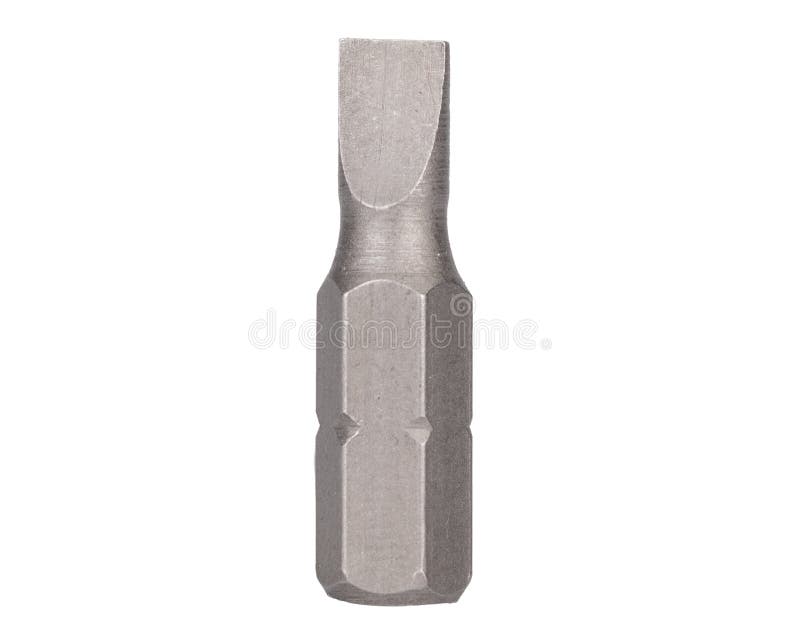 Short Flat Head Screwdriver Bit on White Stock Image - Image of ...