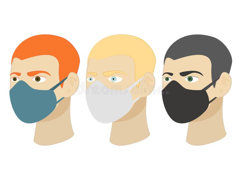 Short Haired Men Wearing a Mask in Illustration Stock Vector ...