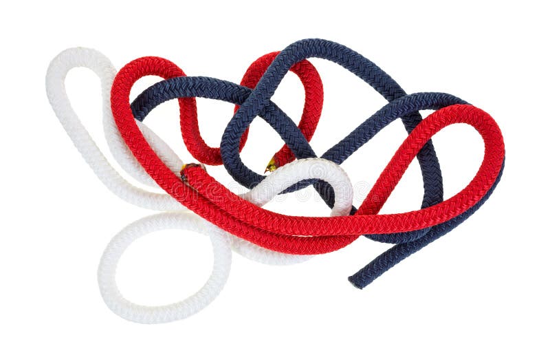 Short Lengths of Red White and Blue Rope Stock Photo - Image of fiber ...