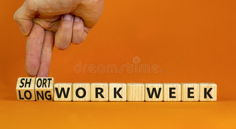 Short or Long Work Week Symbol. Businessman Turns Cubes and Changes ...