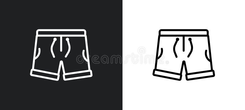 Short Outline Icon in White and Black Colors. Short Flat Vector Icon ...