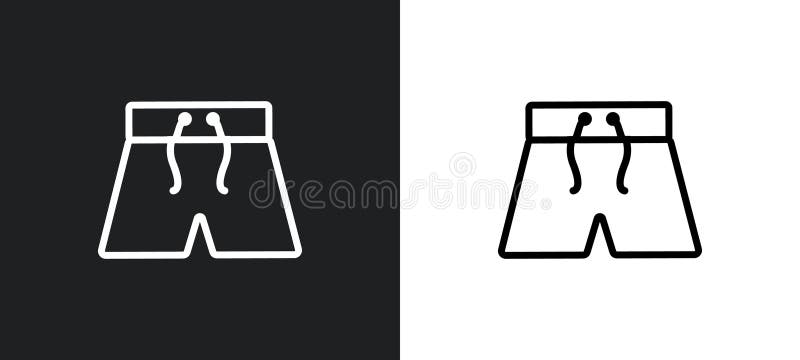 Short Outline Icon in White and Black Colors. Short Flat Vector Icon ...