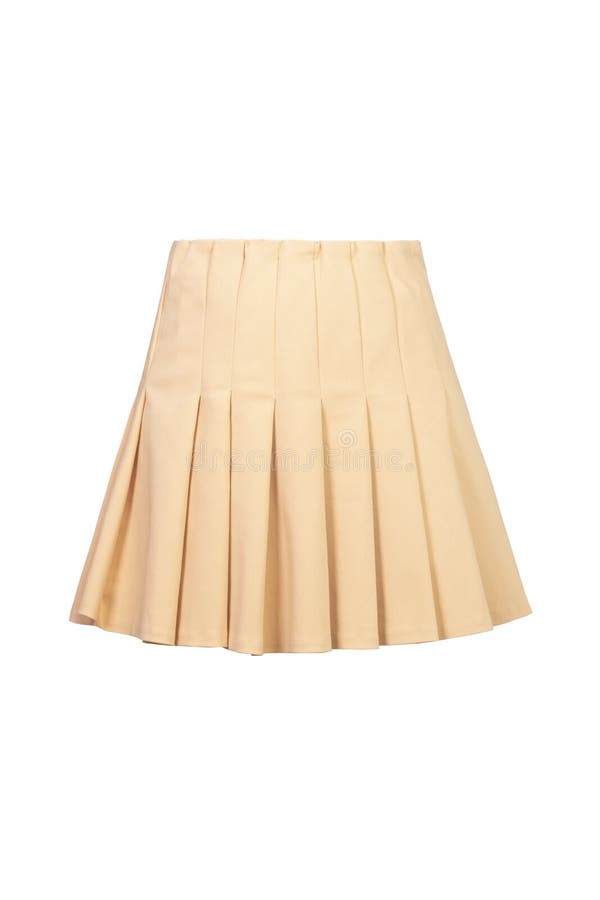 Short Peach Pleated Skirt Isolated on White Stock Photo - Image of ...