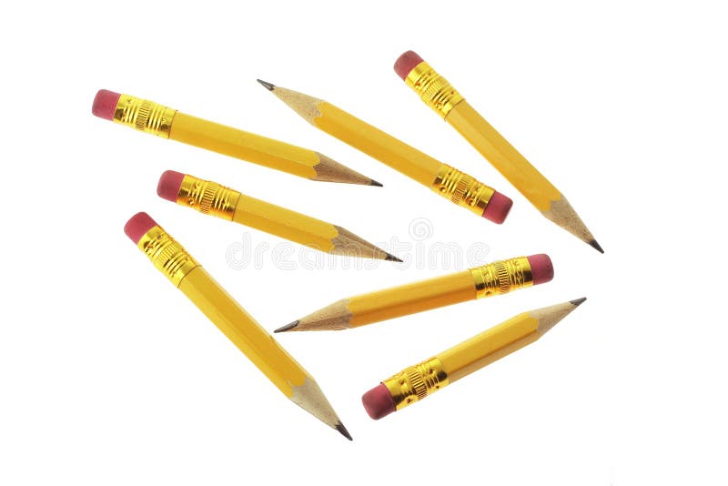 Very Short Yellow Pencil with a Rubber Stock Image - Image of work ...