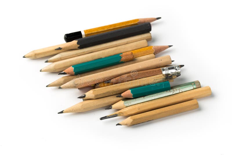 Short Pencils on Isolated White Background Stock Image - Image of ...