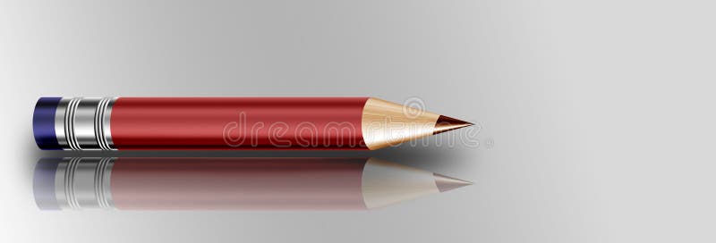 Short Red Pencil with Eraser Stock Illustration - Illustration of ...