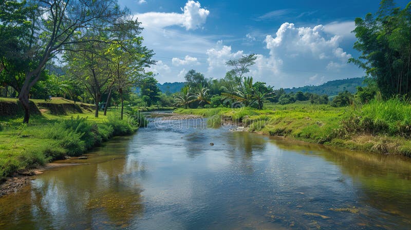 Short River Called Tamborasi with a Spring Stock Illustration ...