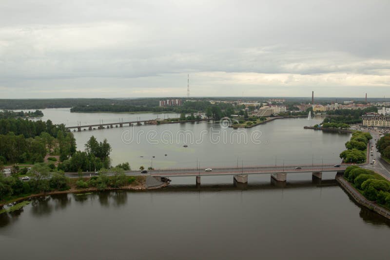 Short Road Bridge Across the River in the City. Stock Image - Image of ...