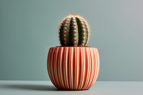 A Short, Round Cactus in a Terracotta Pot Stock Image - Image of desert ...