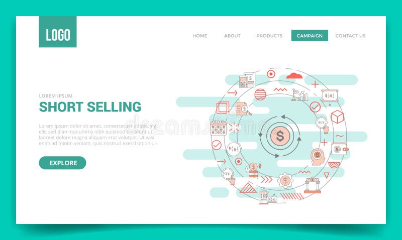 Short Selling Concept with Circle Icon for Website Template or Landing ...
