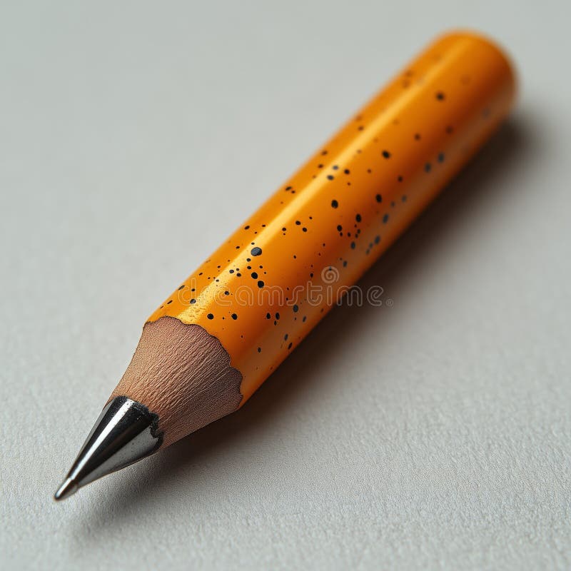 Short Sharpened Yellow Pencil with Black Speckled Design Stock Photo ...