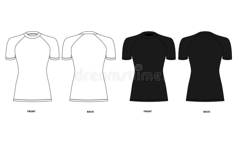 Short Sleeve Rashguard Sketch Set, Front and Back View, Vector. Stock ...