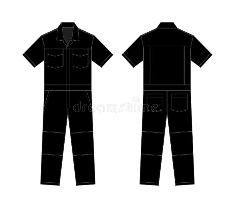 Short Sleeves Working Overalls Jumpsuit, Boilersuit Template Vector ...