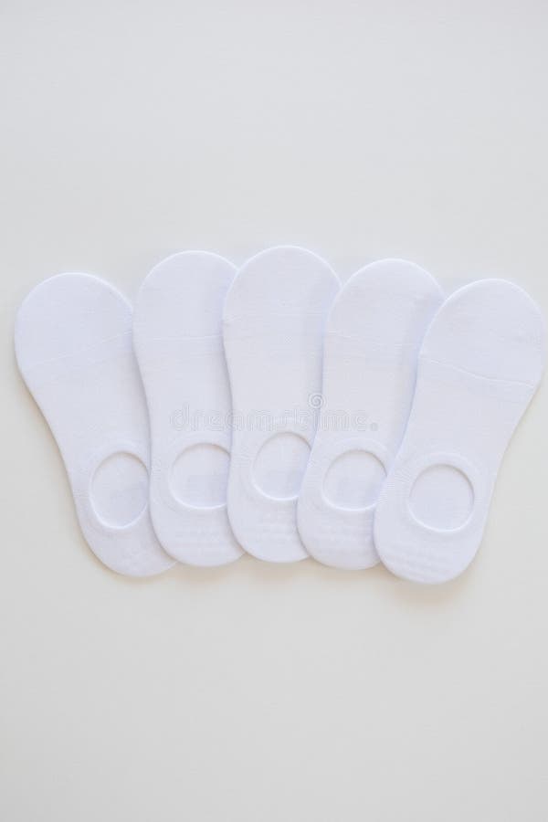 Five Pairs of Short Socks without a Model, on a White Background Stock ...