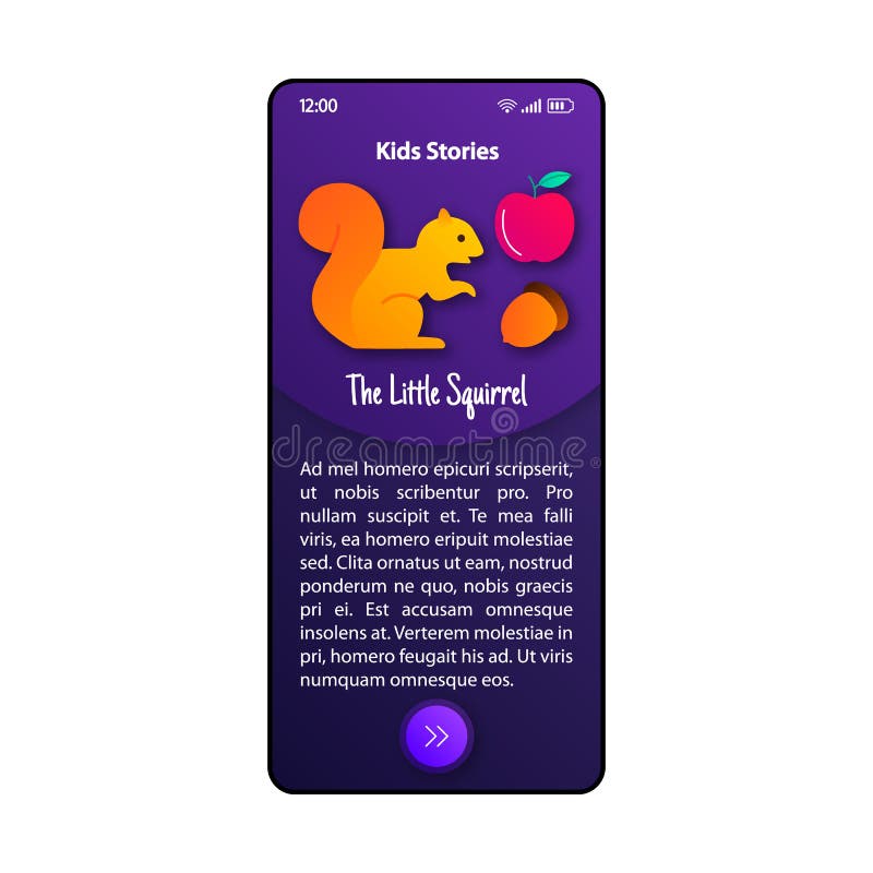 Short Stories for Kids Smartphone Interface Vector Template. Mobile App ...